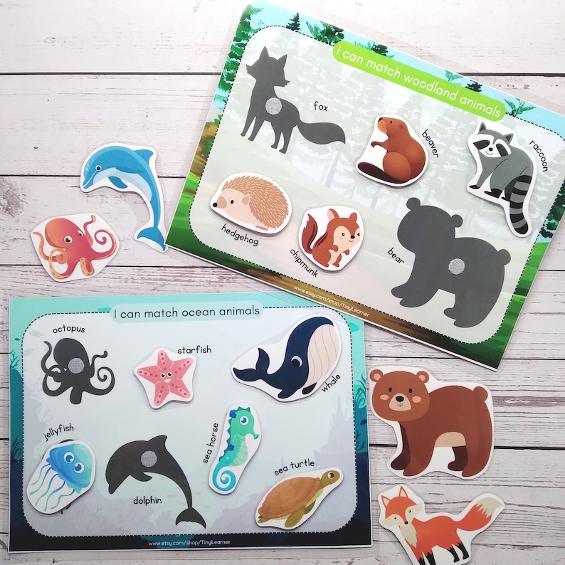 Animal Habitat Busy Book, Matching Activity, Animals Shadow Matching ...