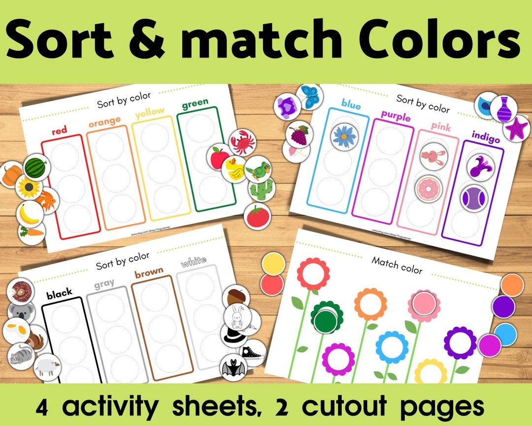 Printable Sort by Color and Color Matching Activity Pages for Kids ...