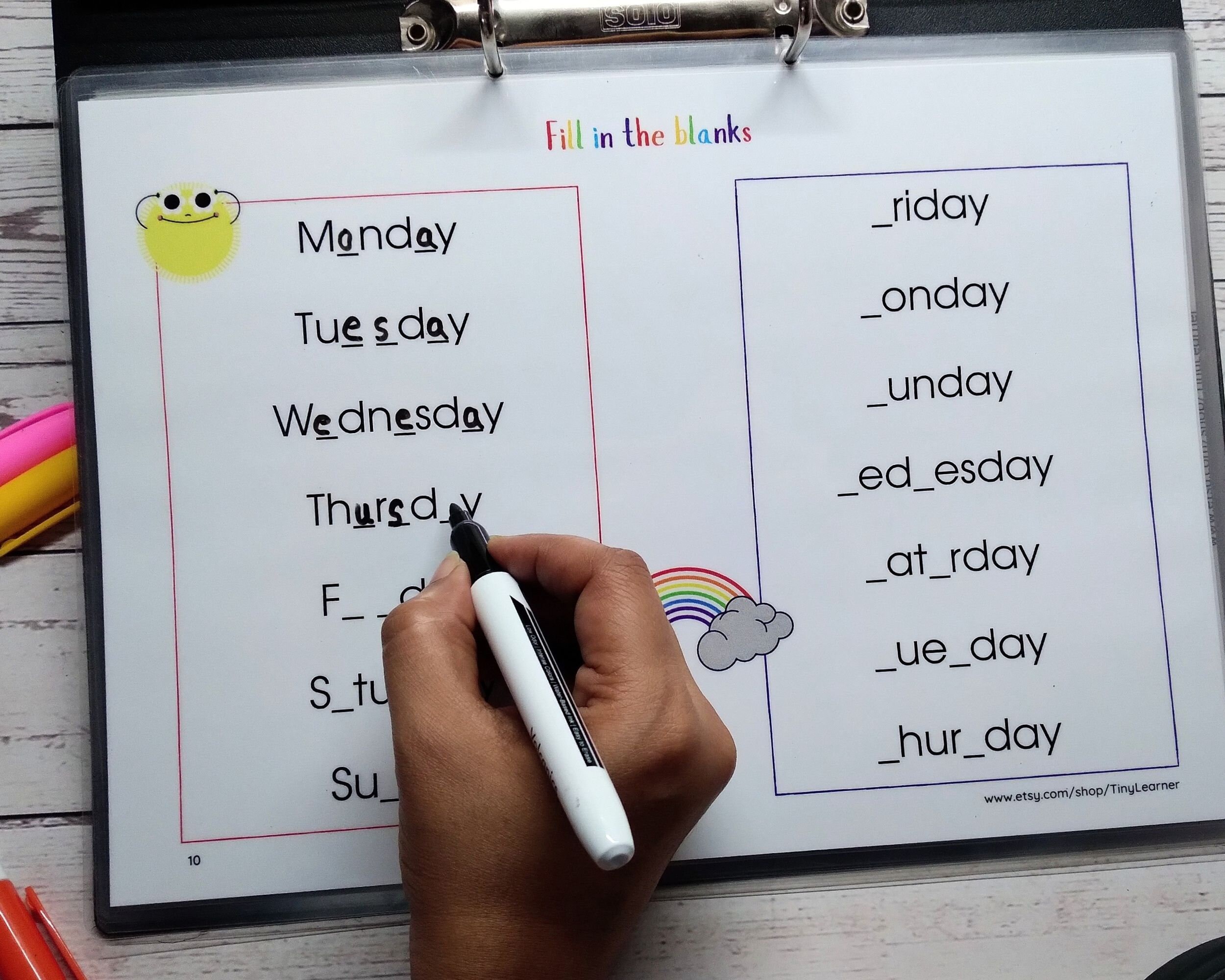 Days of the week activity worksheets for kids learn days no - Etsy 日本