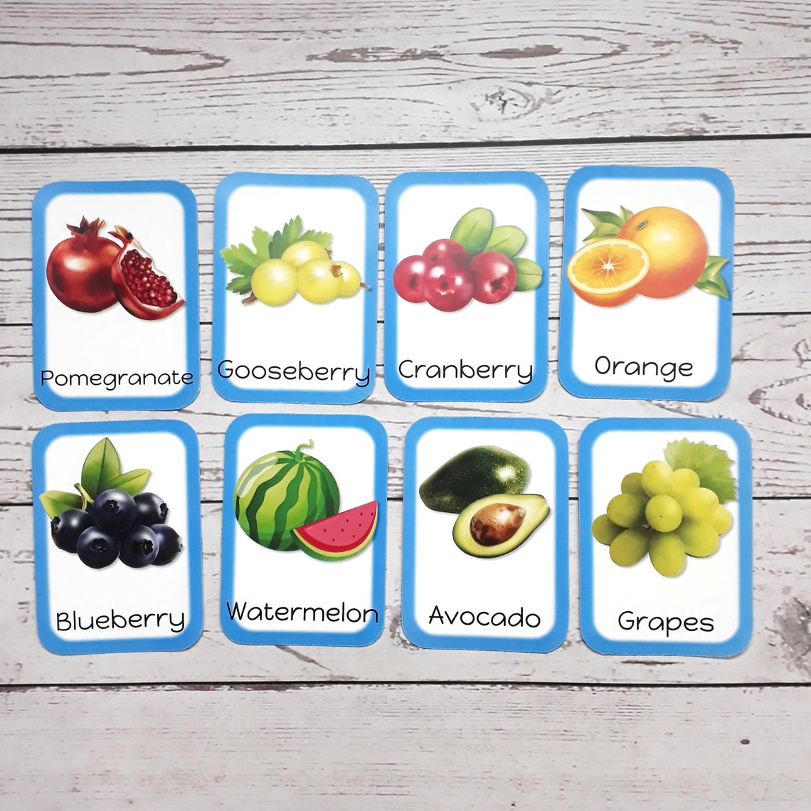 FRUITS Flashcard, Food Group, Montessori Flashcards, Educational ...