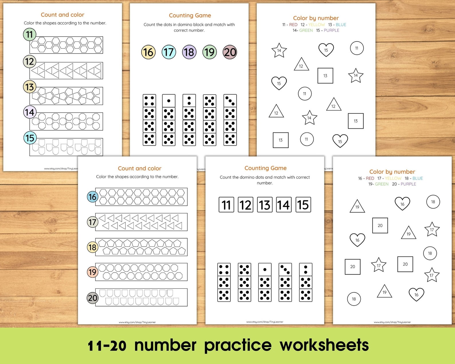 Kindergarten Math, 1-20 Number Worksheets, Number Match, Counting ...