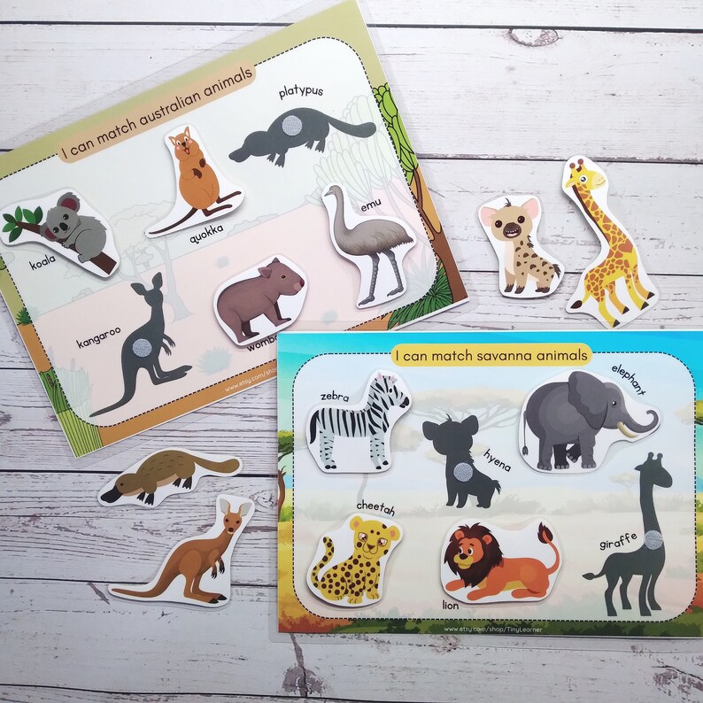 Animal Habitat Busy Book, Matching Activity, Animals Shadow Matching ...