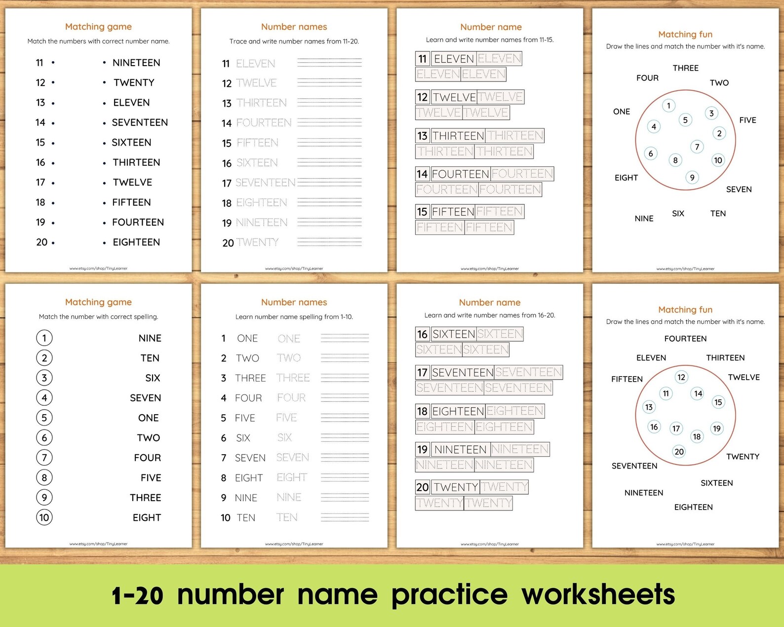 Kindergarten Math, 1-20 Number Worksheets, Number Match, Counting ...
