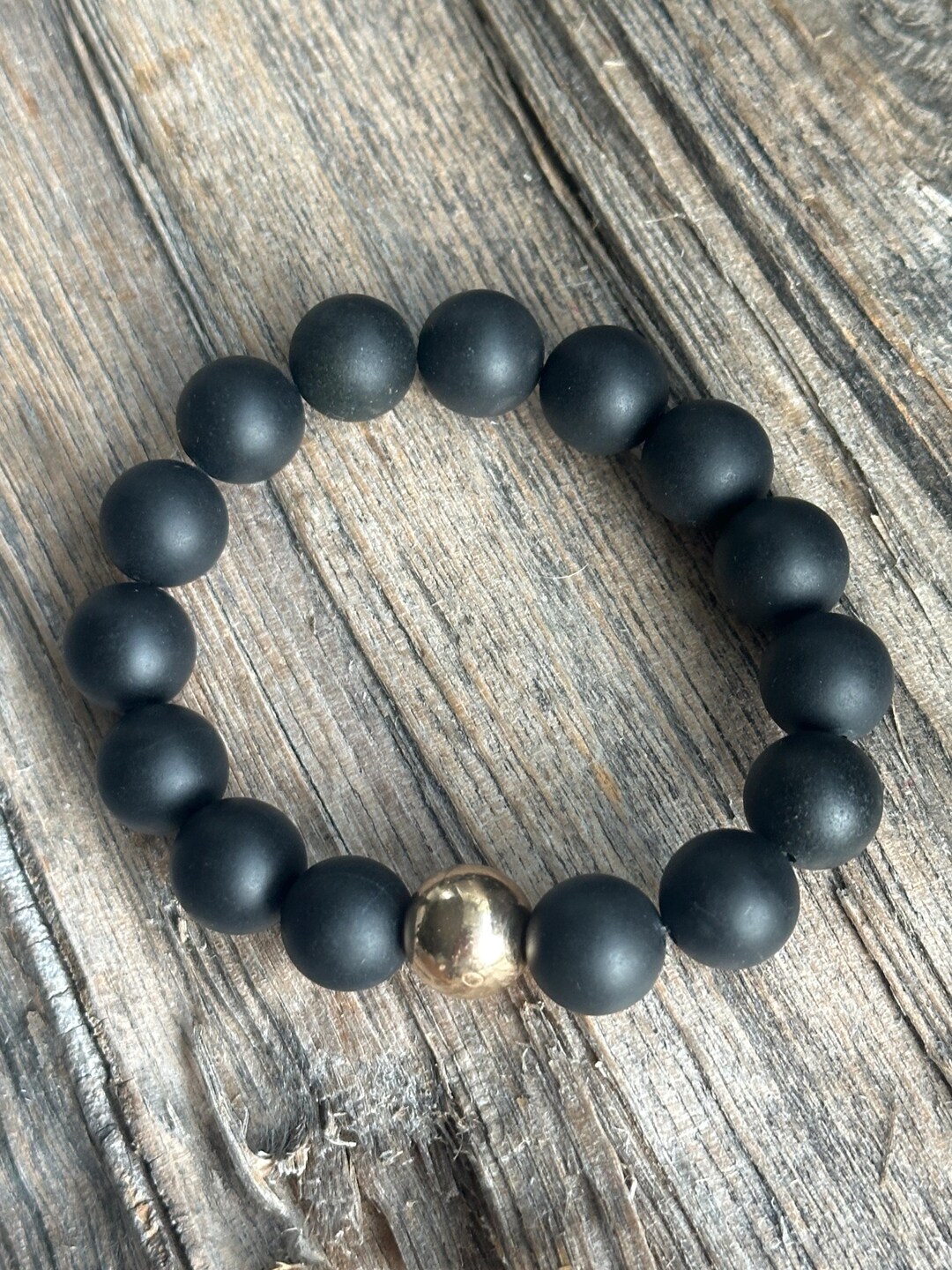 12mm Matte Black Onyx - Luxe Collection- Stretch Gemstone Bracelet With ...