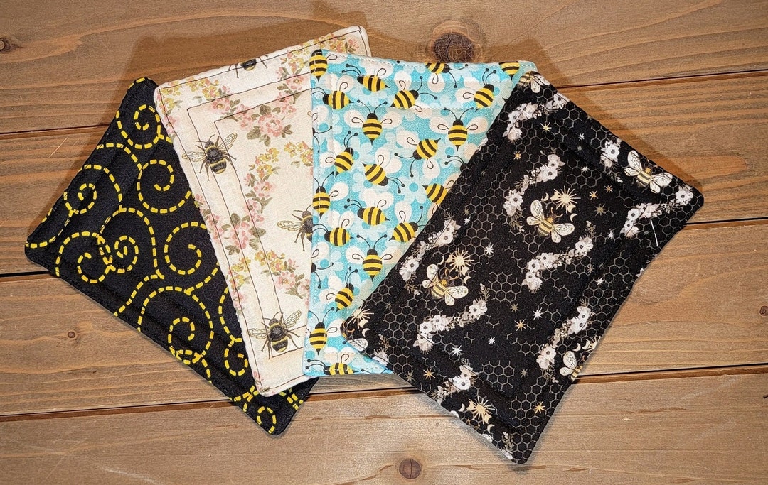 Bees 100% Cotton Fabric Kitchen Sponge, Kitchen Dish Sponge, Reusable ...