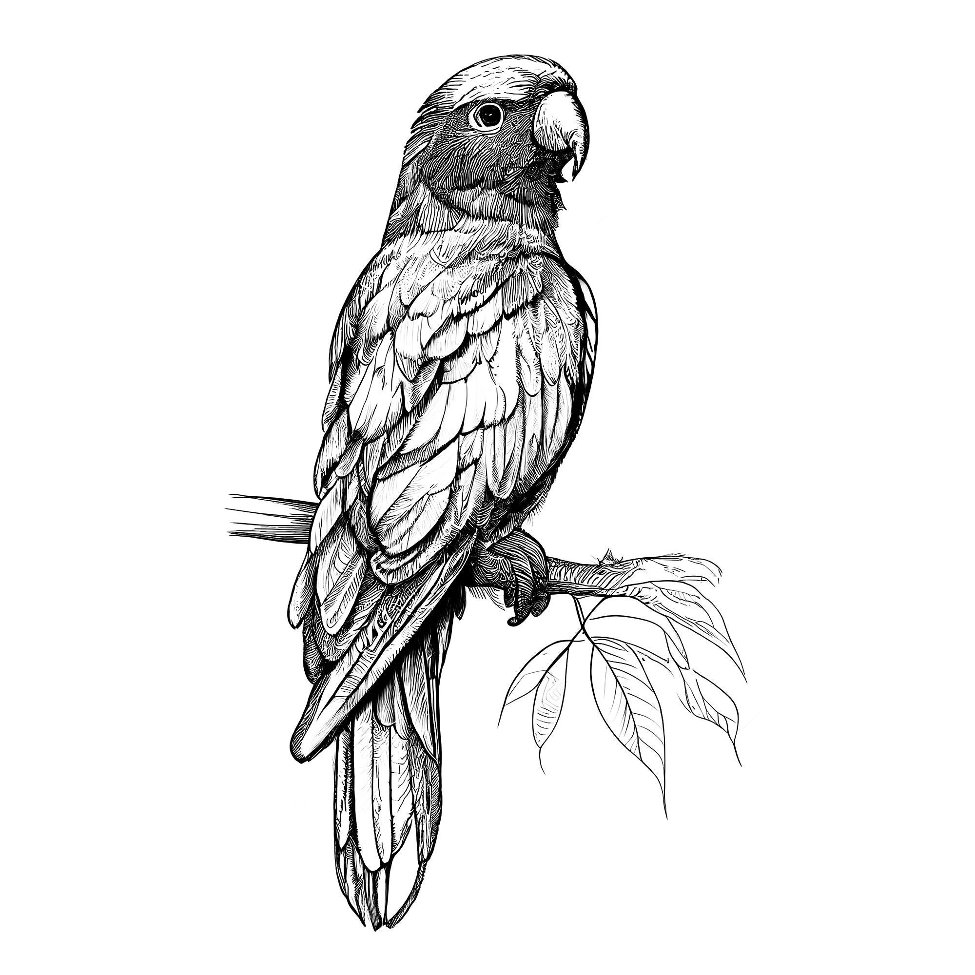 Digital Download | Pencil Drawing of a Parrot PNG File | PSD File | JPG ...
