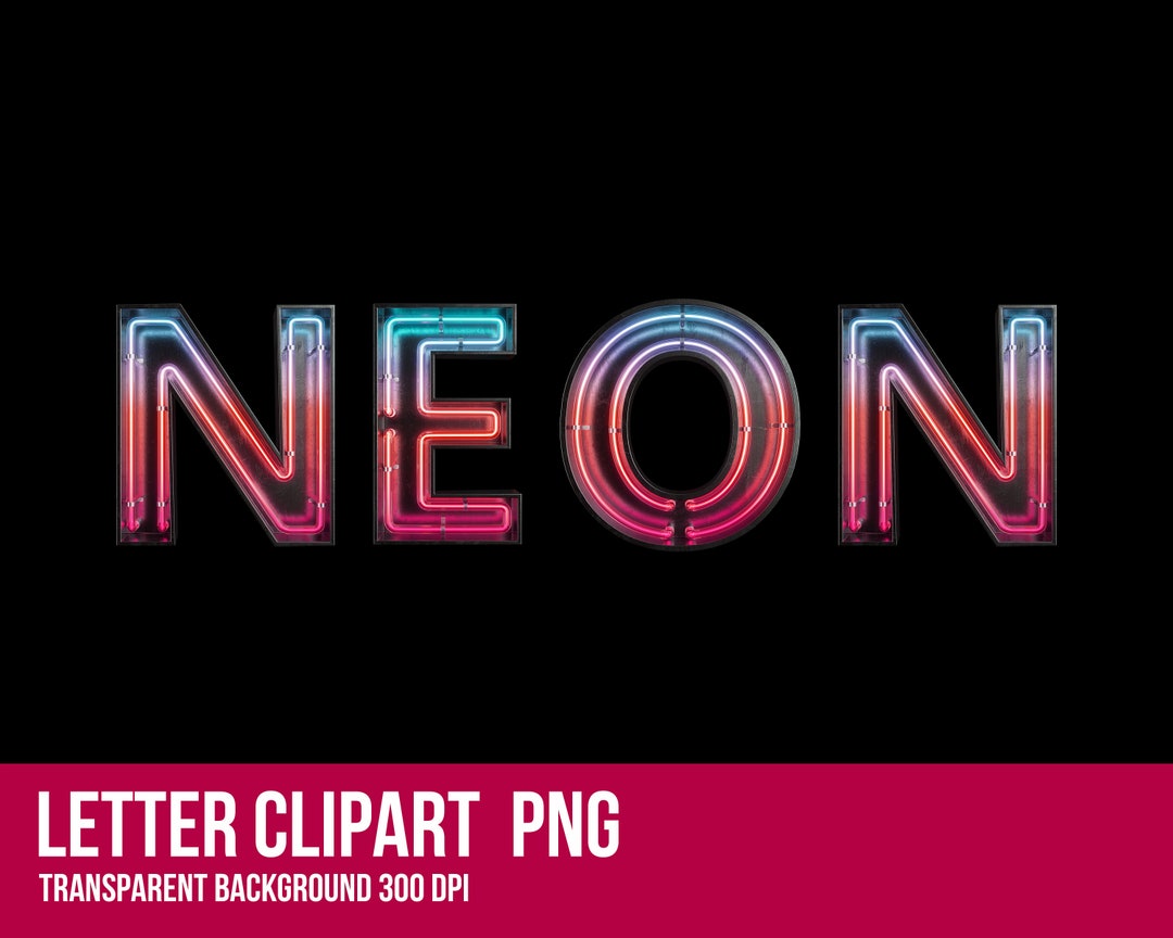 Neon Light Alphabet, Neon Light Letters, PNG Image Clipart Bundle Pack ...