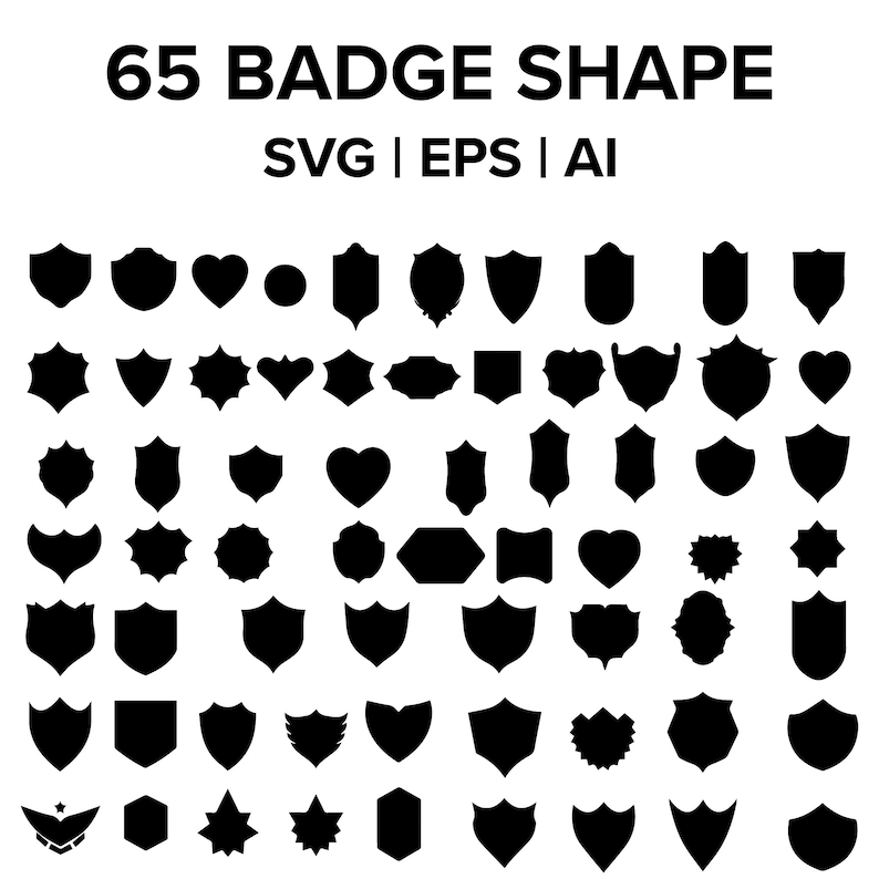 65 Badge Shape Set SVG, Badge Shape EPS, Badge Shape AI, Badge Shape ...