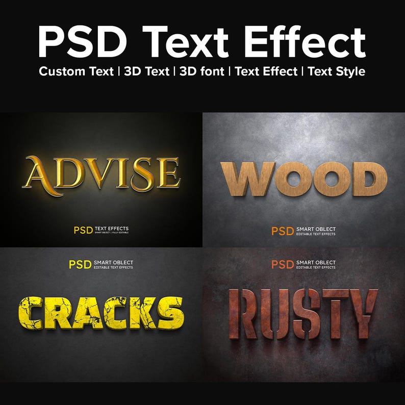 4 Text Effect | Custom Text | 3D Text | 3D Font | Text Effect | Text ...