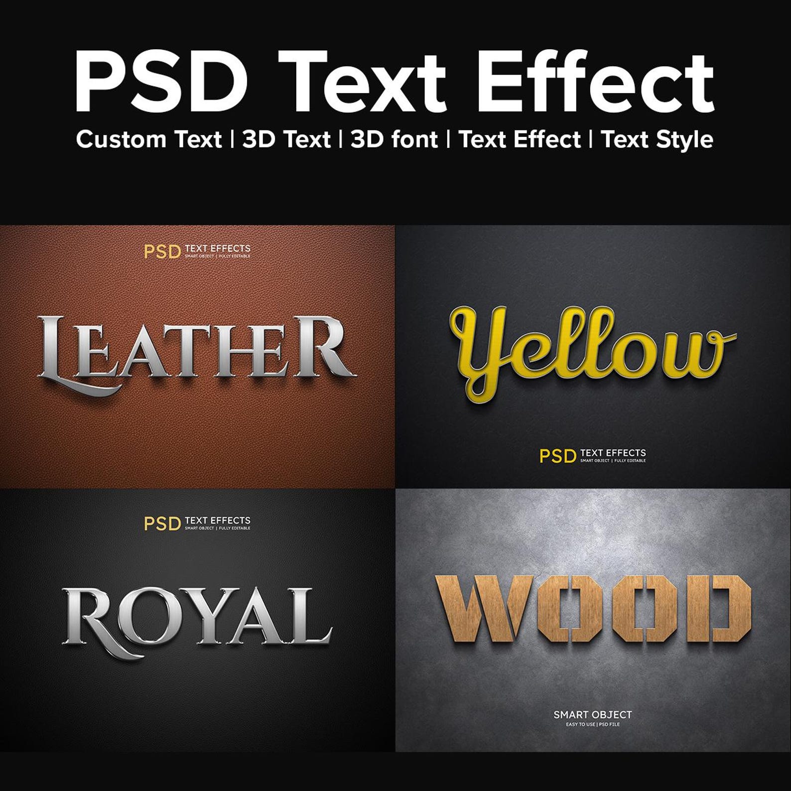 4 Text Effect | Custom Text | 3D Text | 3D Font | Text Effect | Text ...