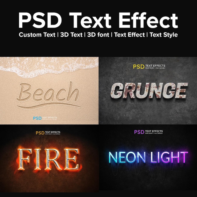 4 Text Effect | Custom Text | 3D Text | 3D Font | Text Effect | Text ...