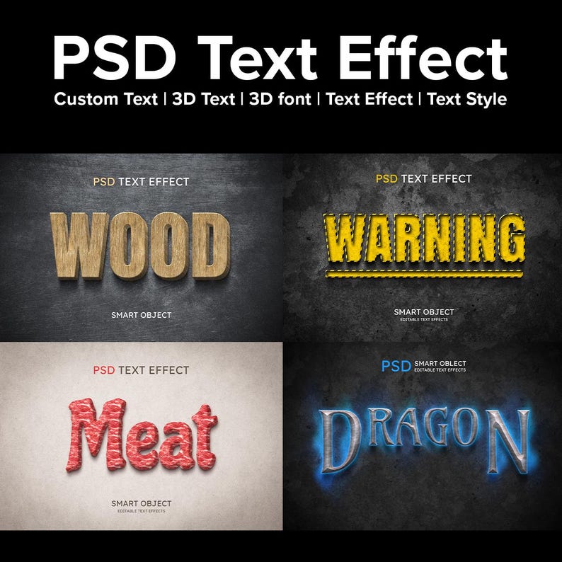 4 Text Effect | Custom Text | 3D Text | 3D Font | Text Effect | Text ...