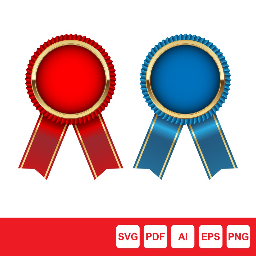 Award Ribbon Red and Blue SVG, Medal Red and Blue EPS, Award Ribbon PNG ...