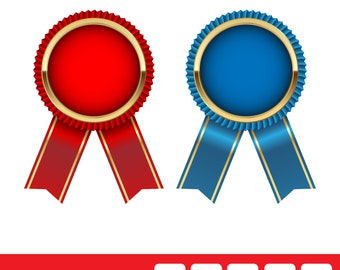 Award Ribbon Red and Blue SVG, Medal Red and Blue EPS, Award Ribbon PNG ...