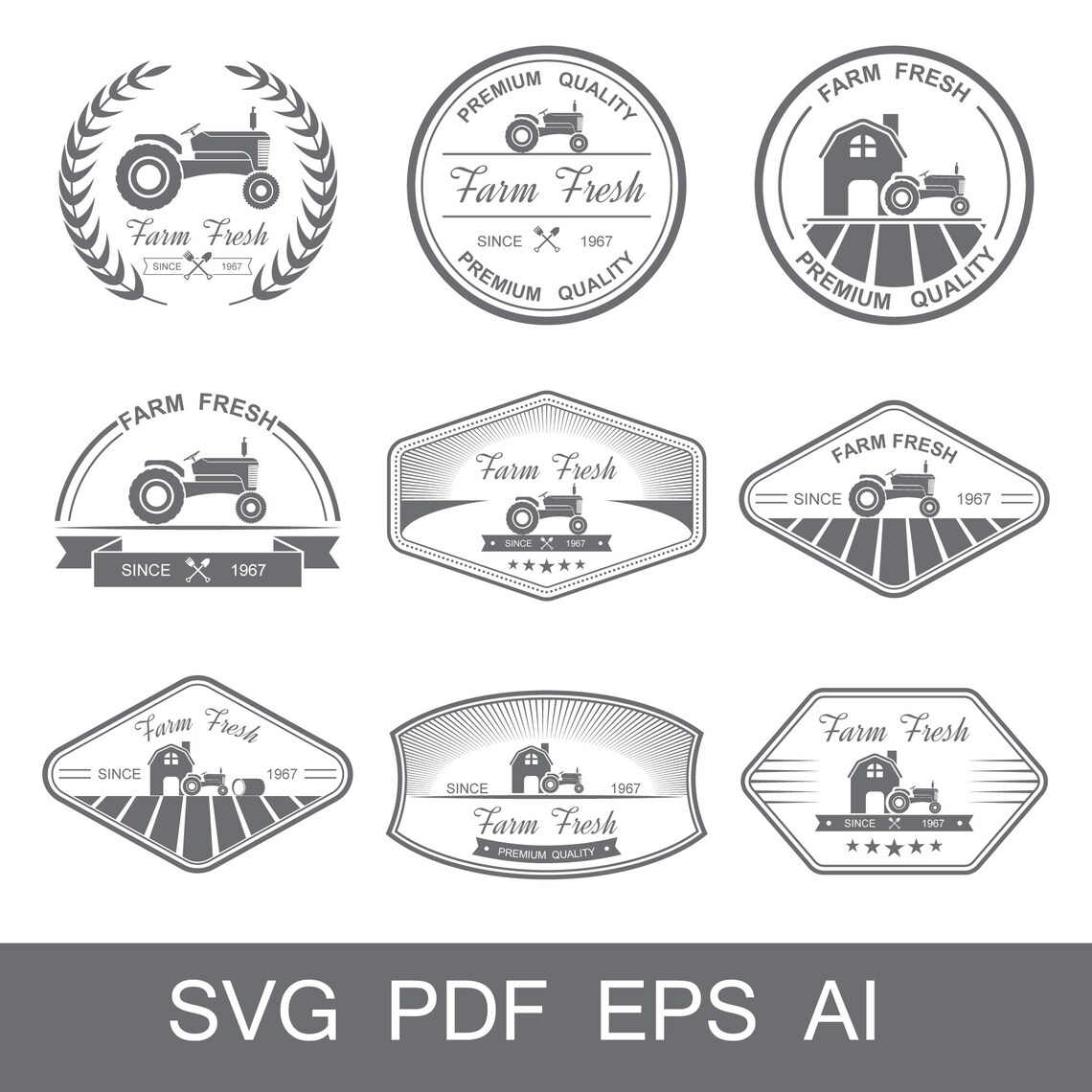 Set of Retro Farm Fresh Logos, Farm Fresh Logosvg, Farm Fresh PNG, Farm ...