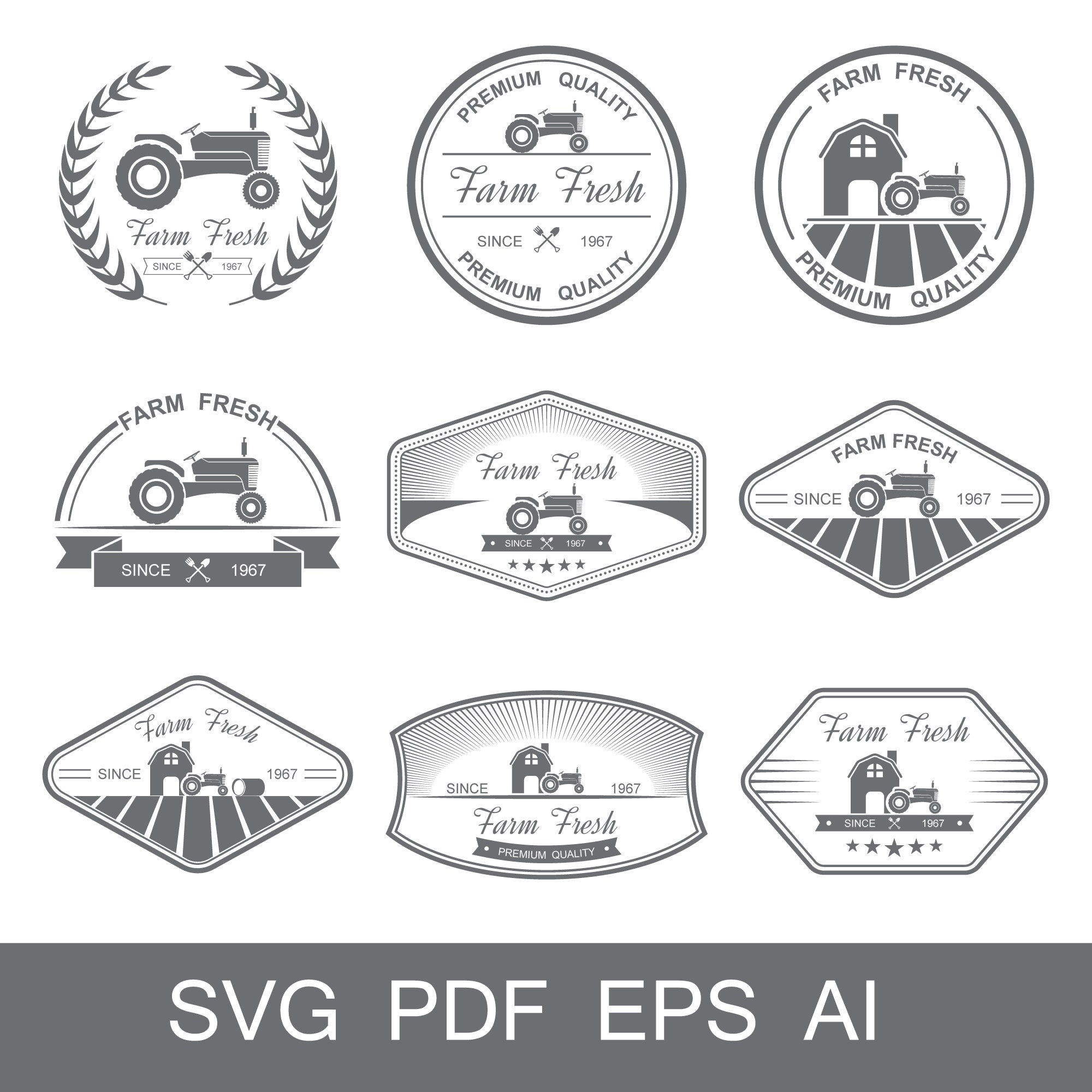 Set of Retro Farm Fresh Logos, Farm Fresh Logosvg, Farm Fresh PNG, Farm ...