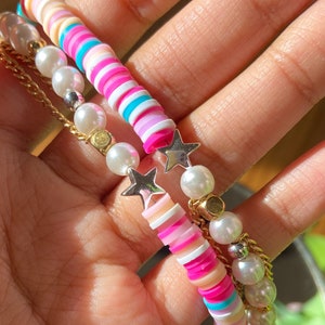 Preppy Beaded Star Friendship Bracelet Set for Best Friends, Clay ...