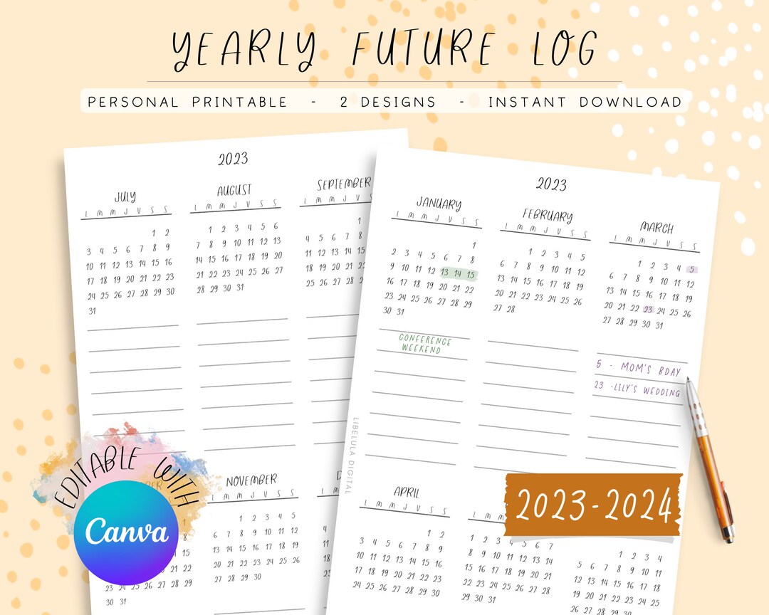 Editable Personal Planner Printables With Canva, Minimalist Yearly ...