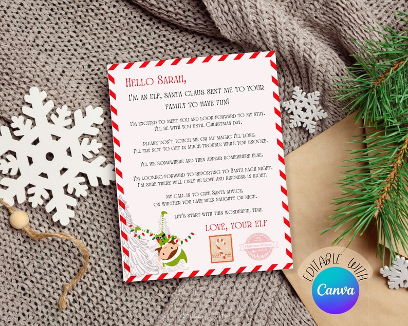 Editable Elf Arrival Lette, Letter Christmas, Elf Welcome Christmas Elf ...