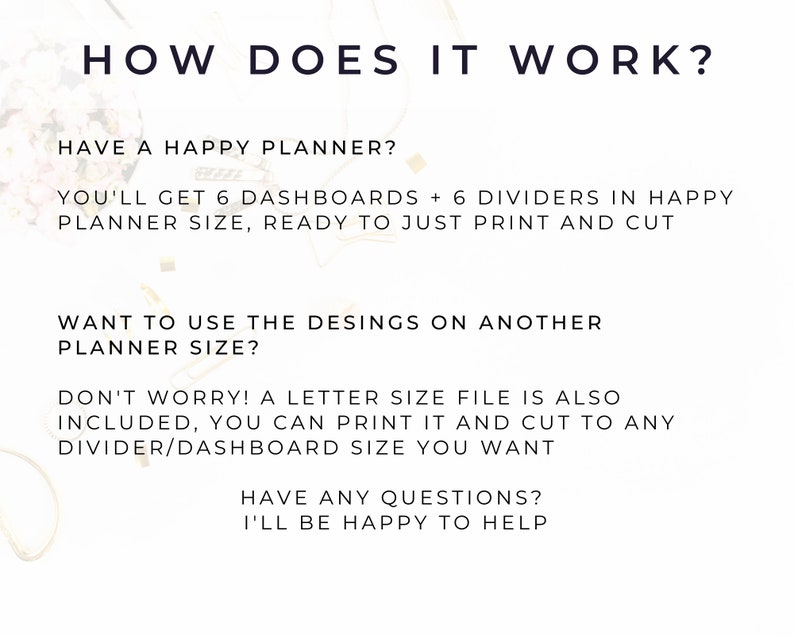 Happy Planner Dashboards, Planner Dividers, Cover Sheets, Printable for ...