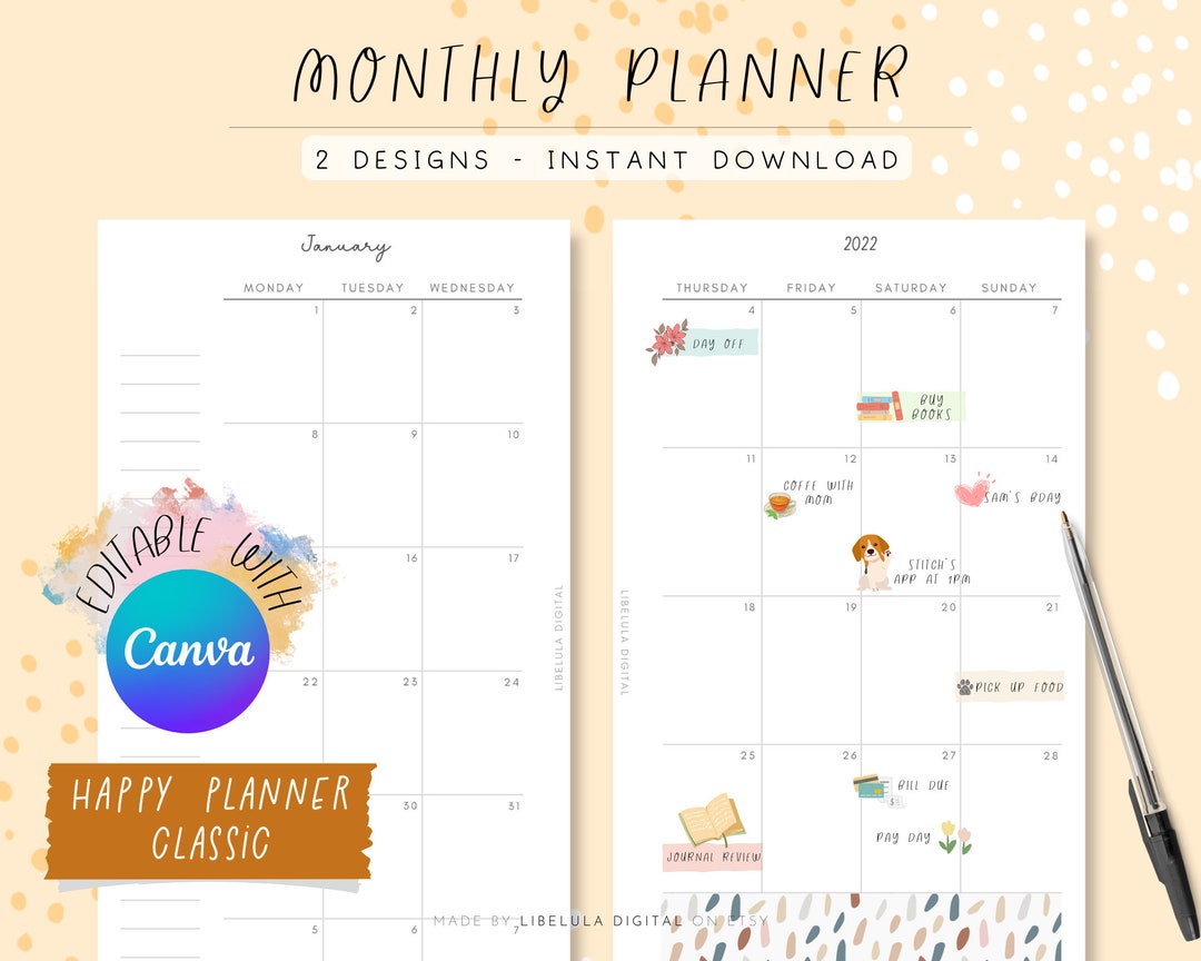 Editable Personal Printables With Canva, Minimalist Monthly Inserts ...