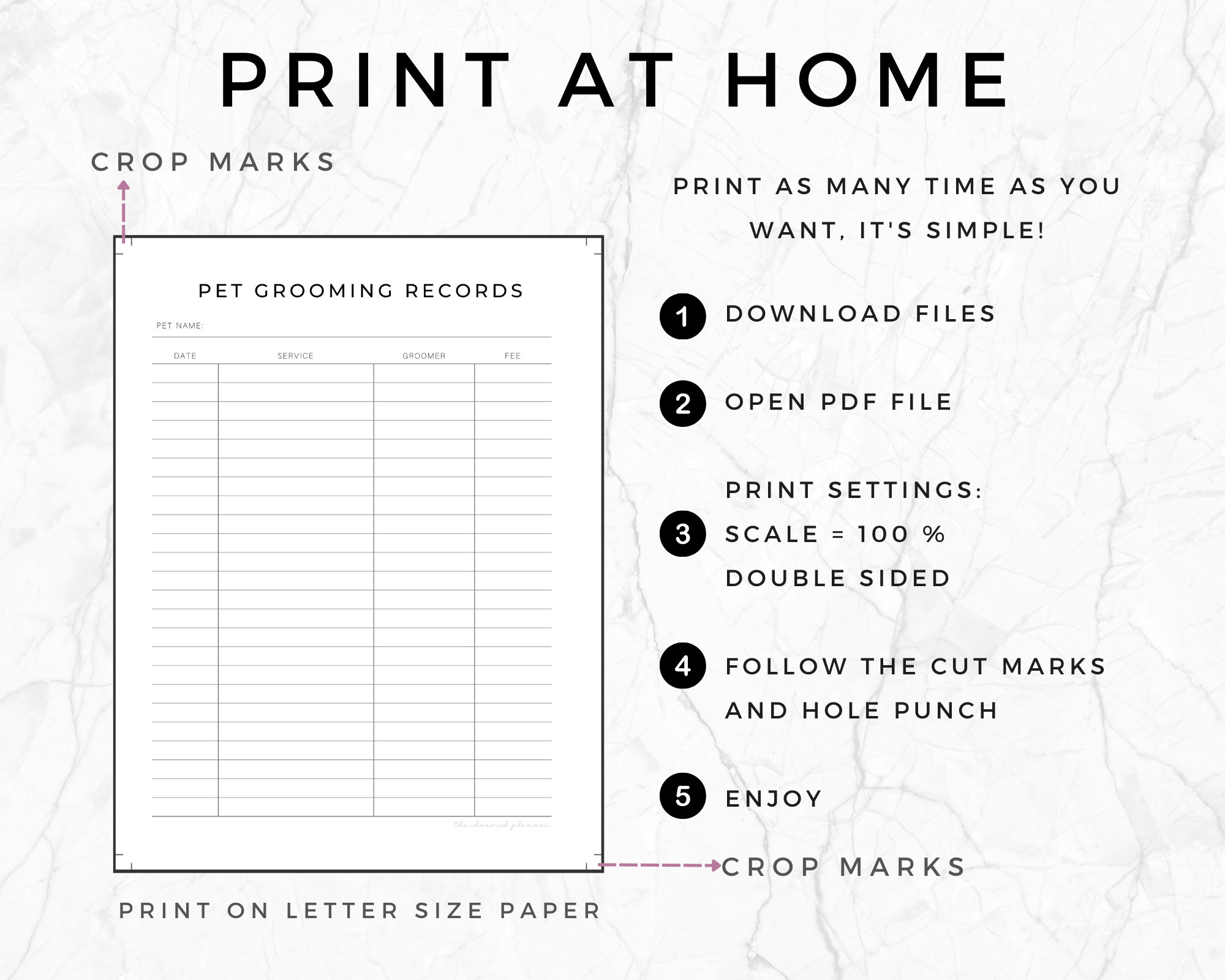 Grooming History Pet, Happy Planner, Printable Dog Care, Pet Planner ...