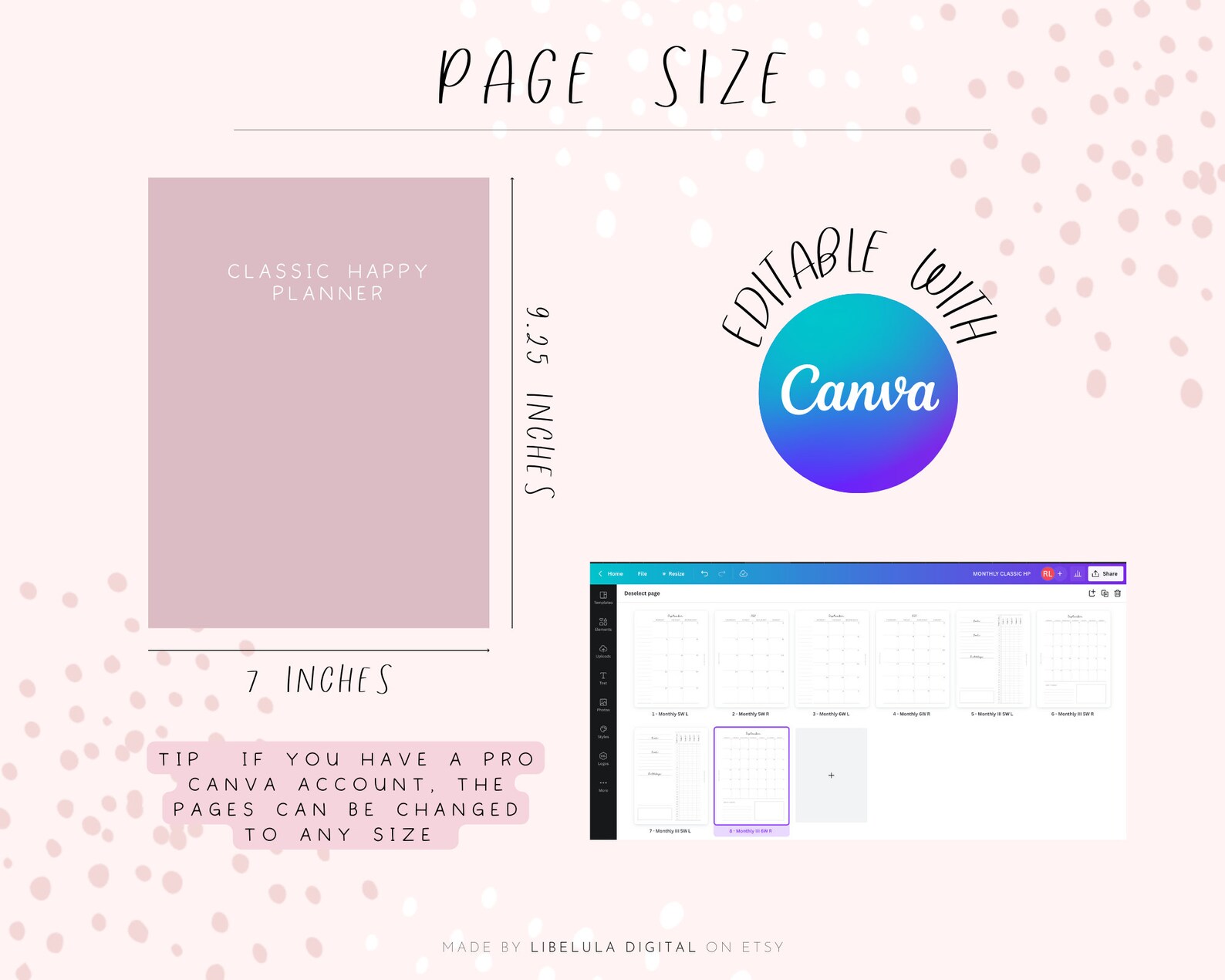 Editable Classic Happy Planner Printables With Canva, Minimalist Yearly ...