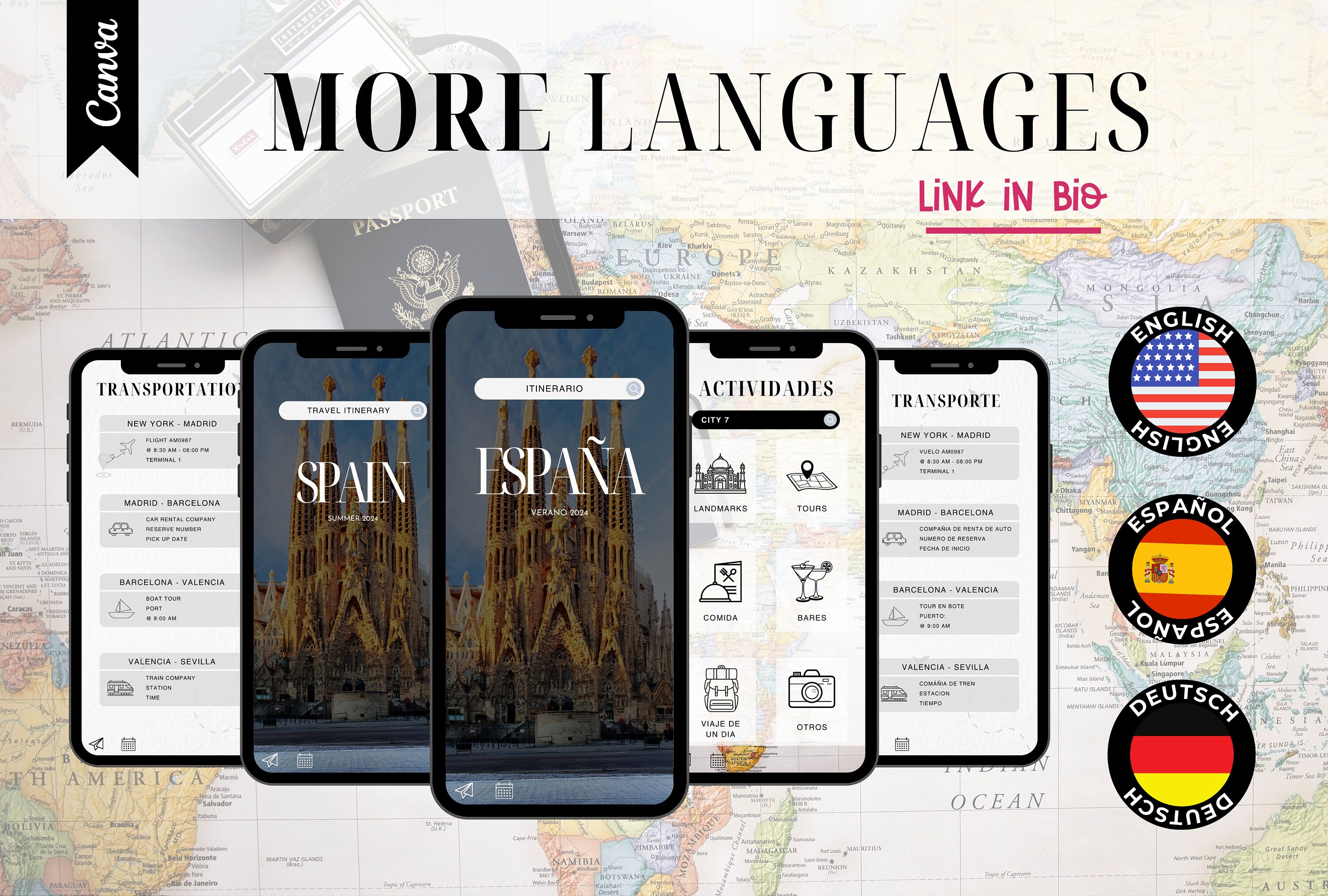 Travel Itinerary Template, Trip Itinerary, Mobile Itinerary, Travel ...