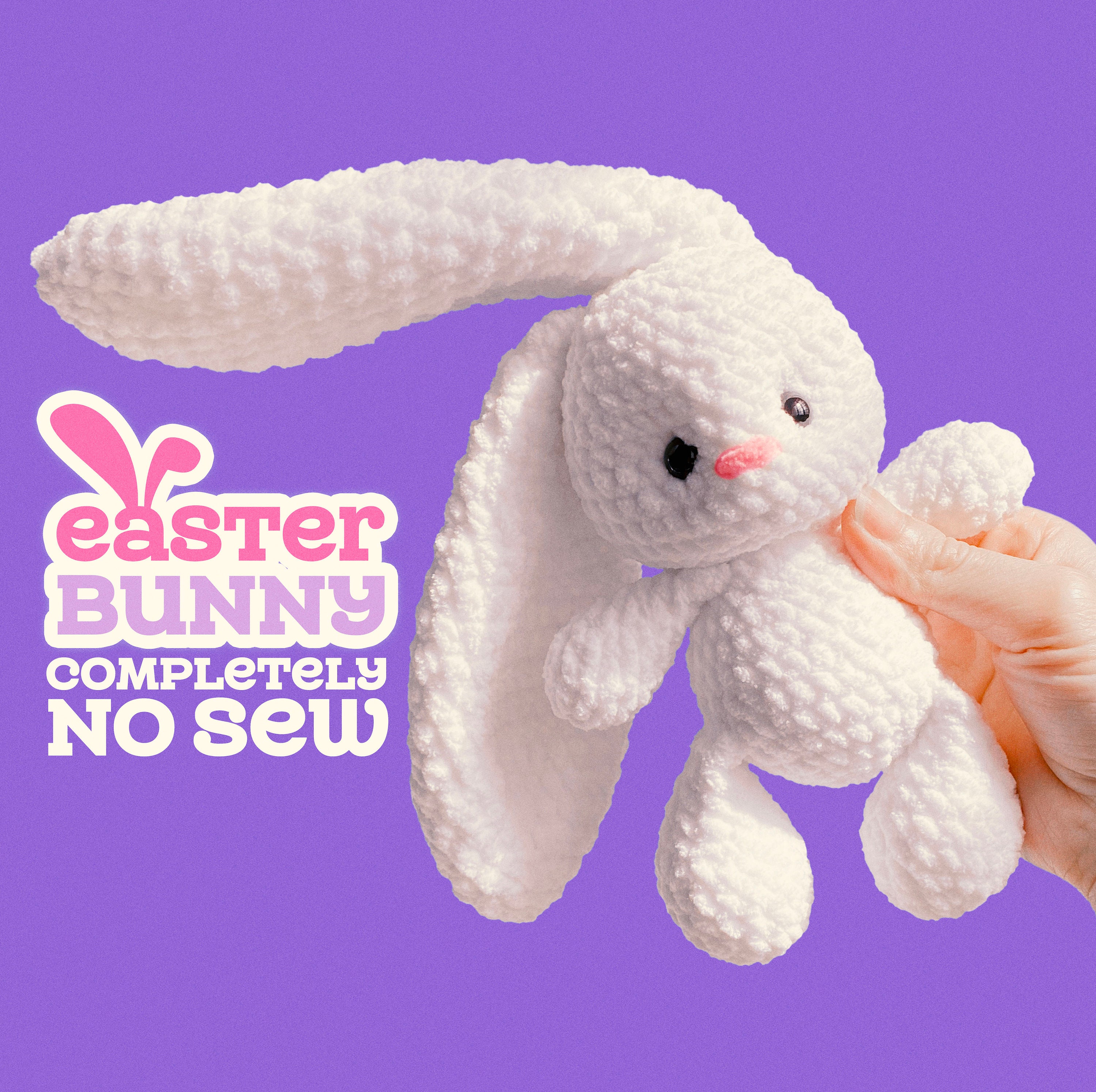 No-sew Easter Bunny Crochet Pattern, Long Ears Bunny, Floppy Ears Bunny ...