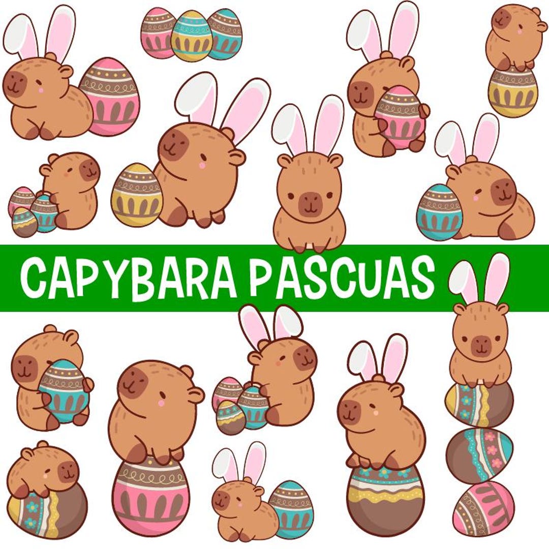 Capybara Easter Eggs Capybara PDF Vectors PNG 300dpi Transparent Cute ...