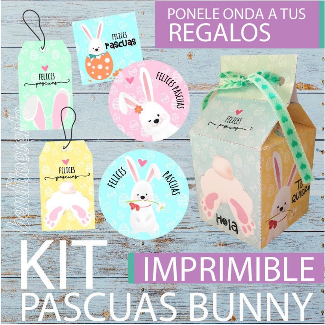 PASCUAS EASTER Printable Printable Tag Milk Box Circular - Etsy