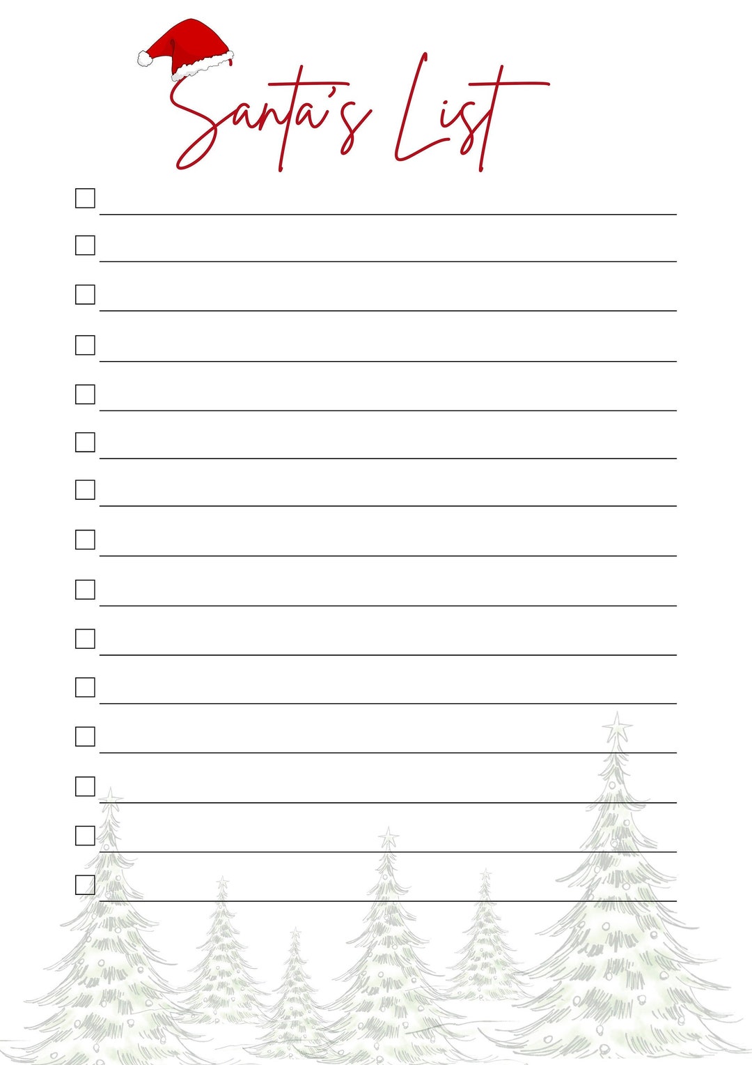 Christmas Shopping List - Santa's List - Instant Download to Print - Etsy