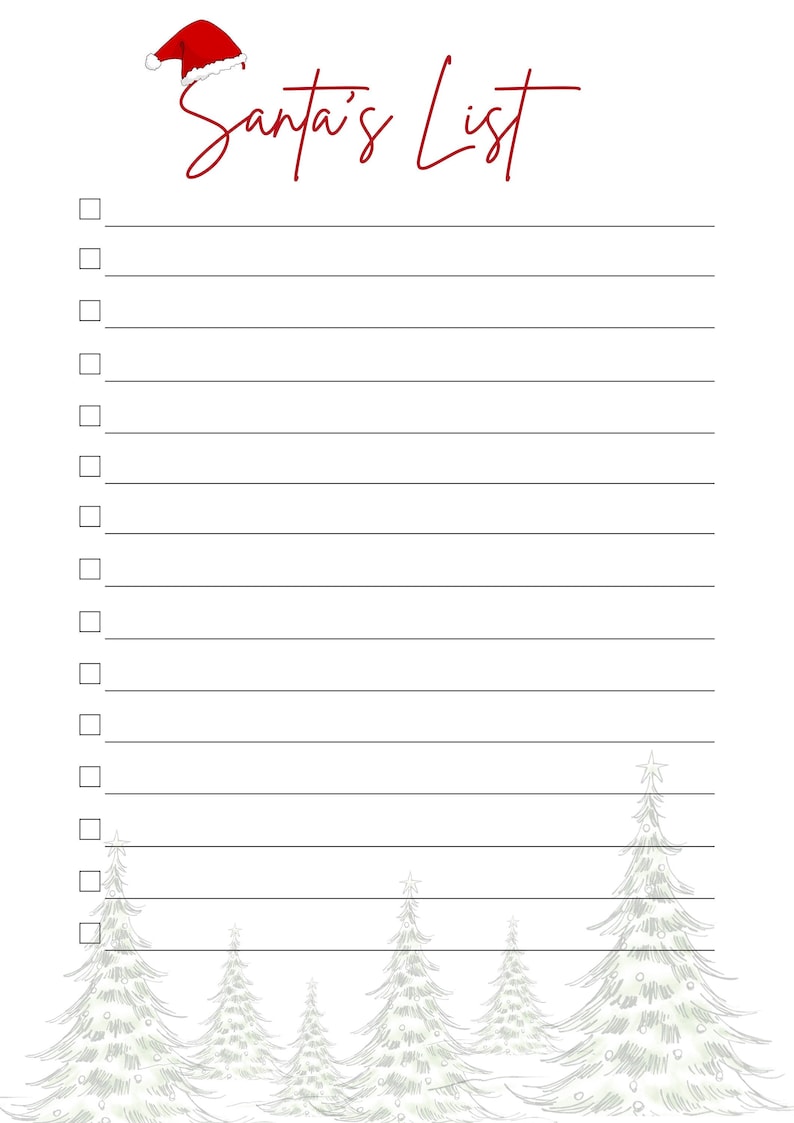 Christmas Shopping List - Santa's List - Instant Download to Print - Etsy