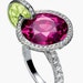 Luxury Cocktail Ring, Ruby and Peridot Gemstone Ring, 925 Silver Party ...