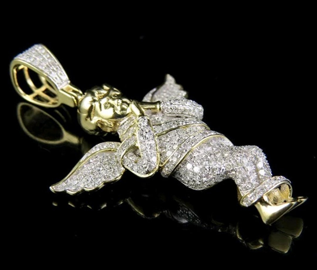 Praying Angel Diamond Pendant, Baby Angle Religious Pendant, Unisex 925 ...