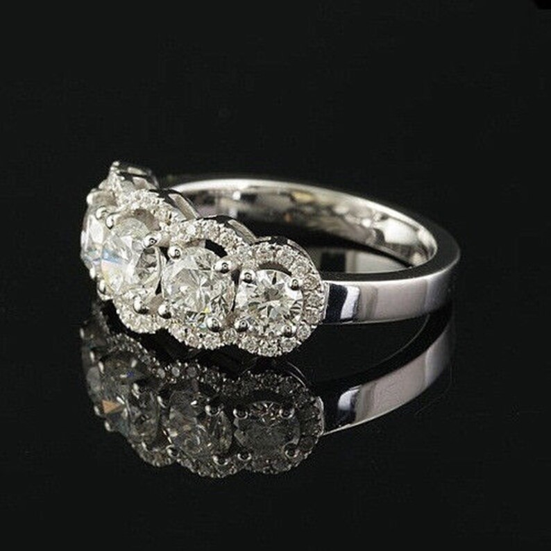 Five Stone Round Diamond Wedding Ring / Handamde Jewellery / - Etsy