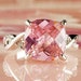 Large Crystal Pink Cushion Cut Diamond Ring Twisted Shank - Etsy