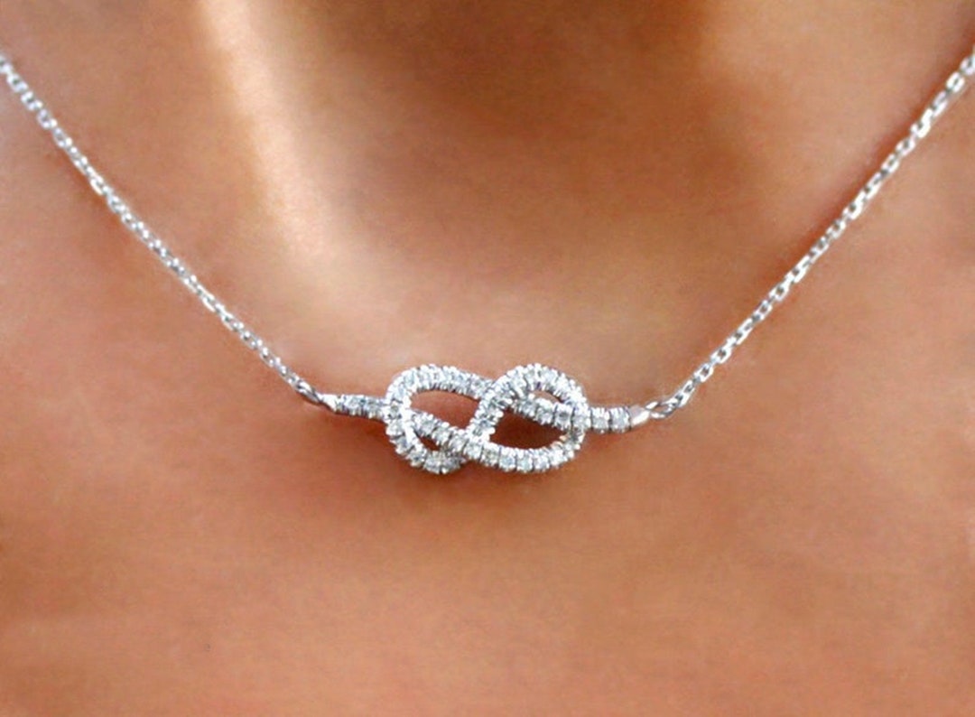 Infinity Style Necklace, Round Cut CZ Stone Woman's Pendant Necklace ...