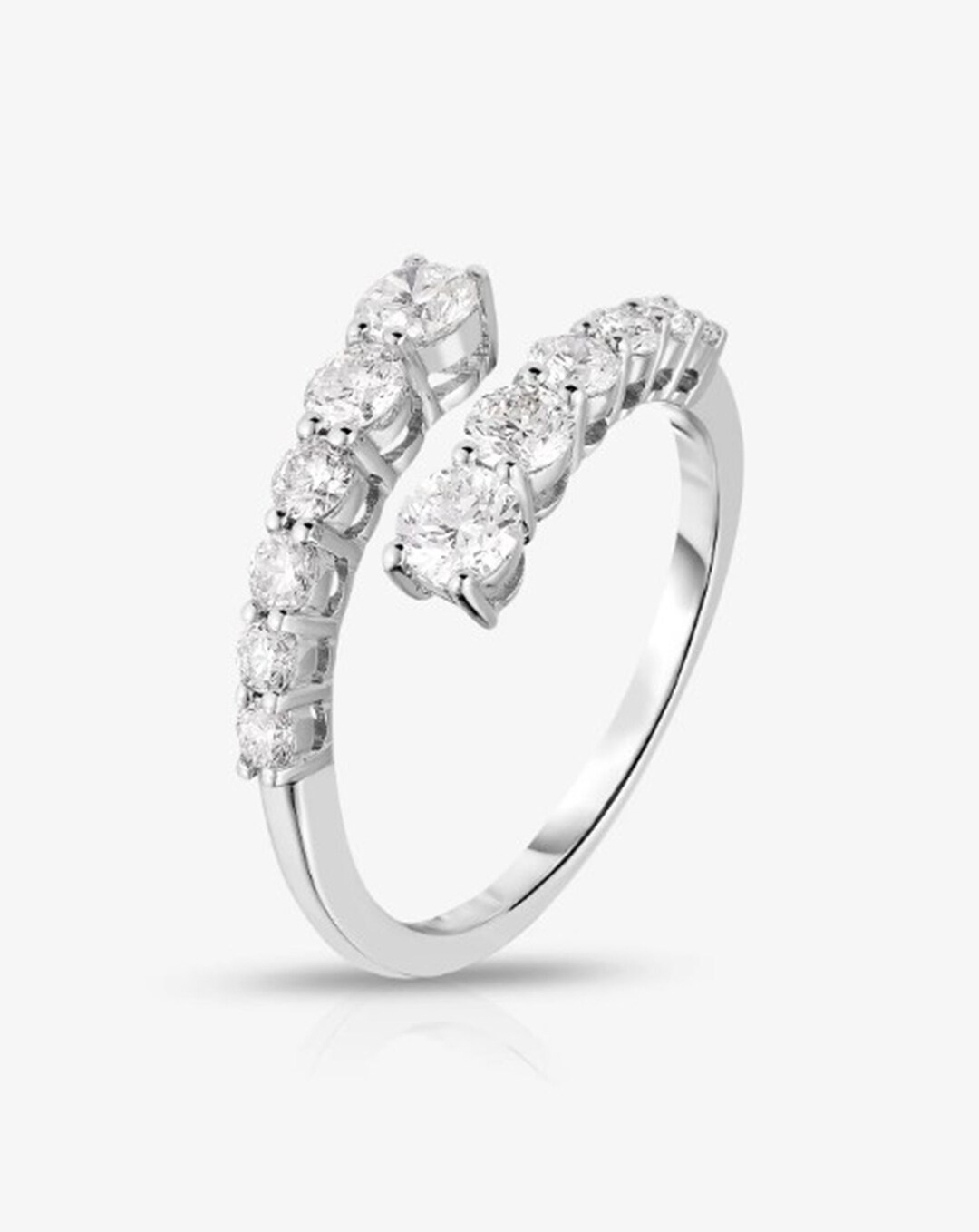 0.89CT Round Cut CZ Diamond Ring, Graduated Diamond Bypass Shank Ring ...
