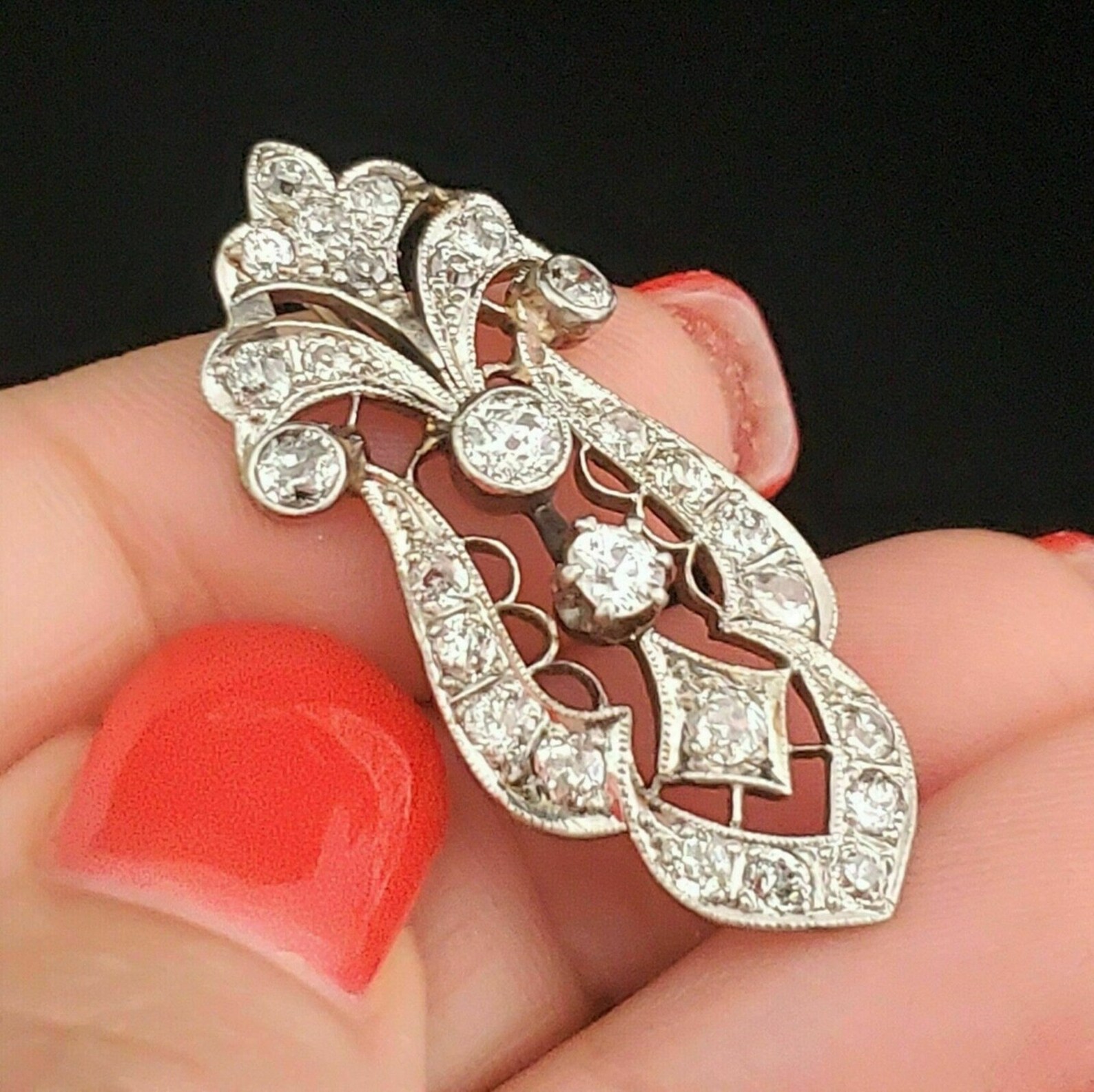 Victorian Edwardian Pendant Without Chain, Round Cut Diamond Art Deco ...