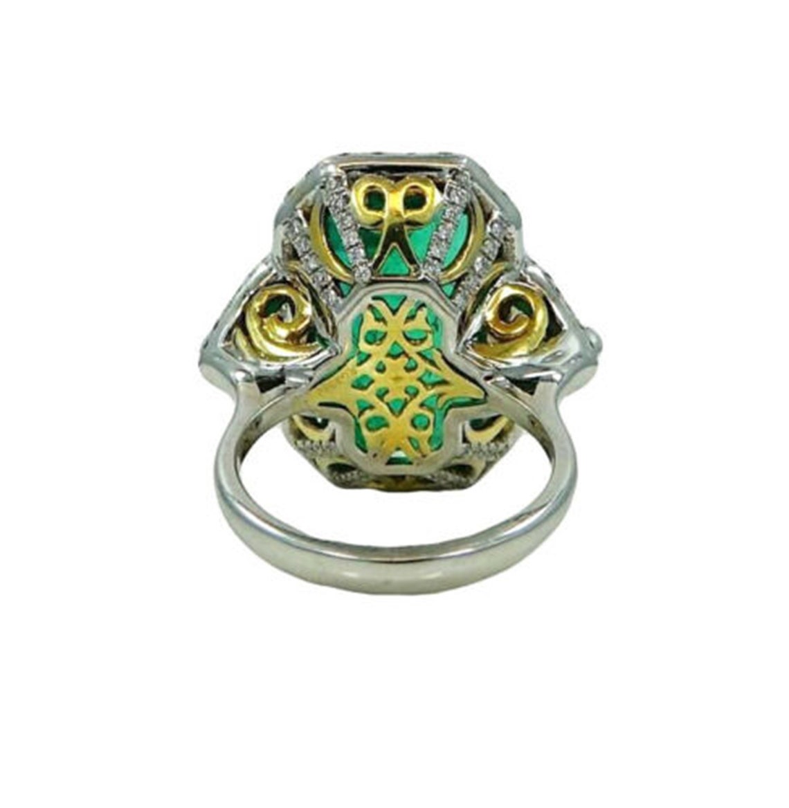 Preety Green Emerald and White Triangle Stone Ring / Three - Etsy