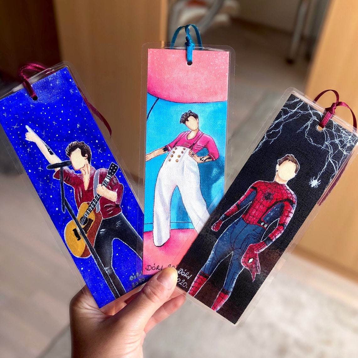 Handmade Bookmarks of Tom Holland as Spider-man, Harry Styles and Shawn ...
