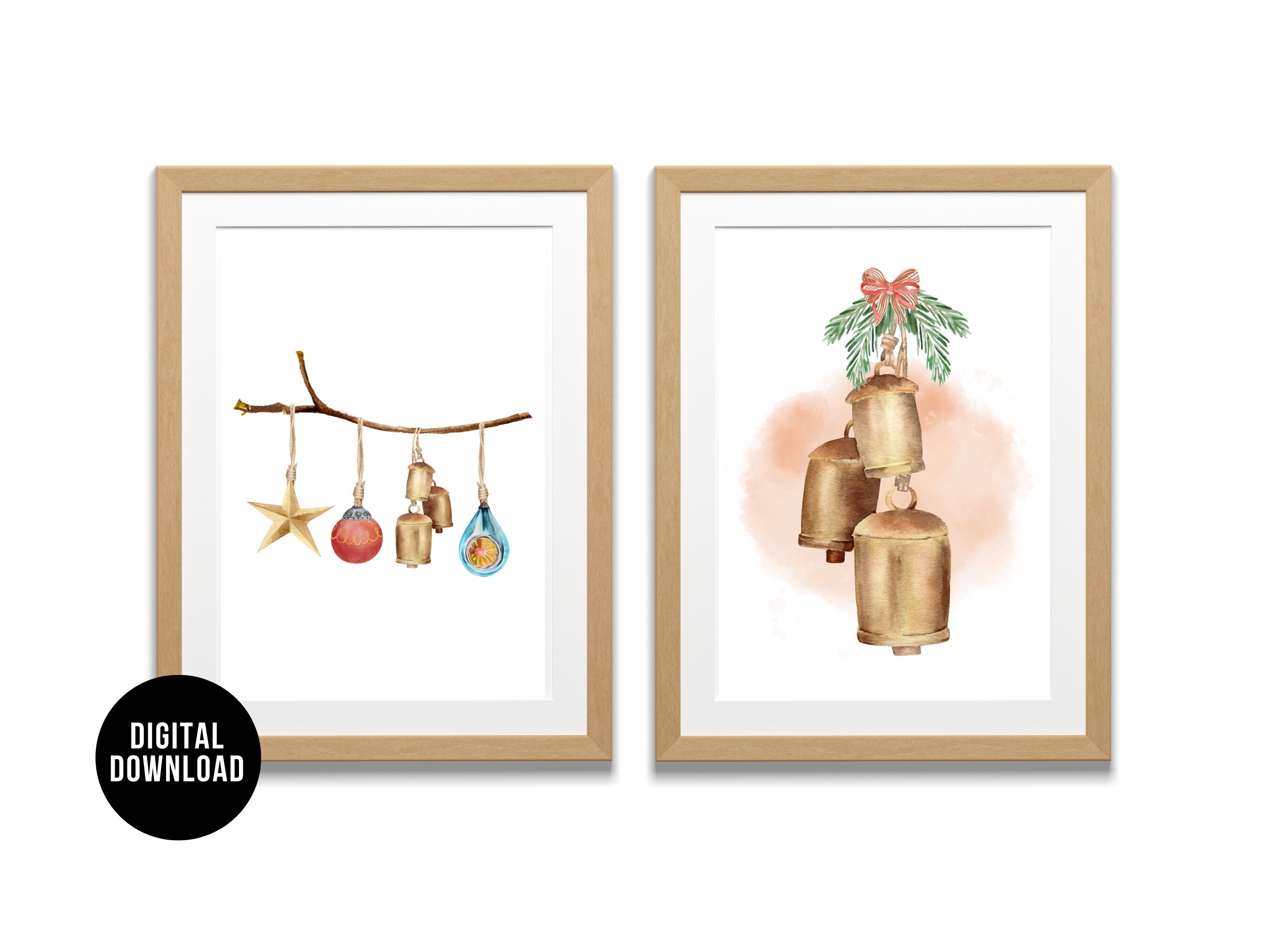 Christmas Wall Art Set of 12, Christmas Printables, Boho Christmas ...