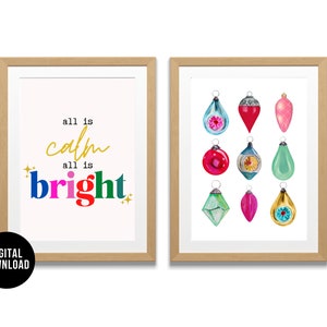 Christmas Wall Art Set of 12, Merry and Bright, Christmas Gallery Wall ...