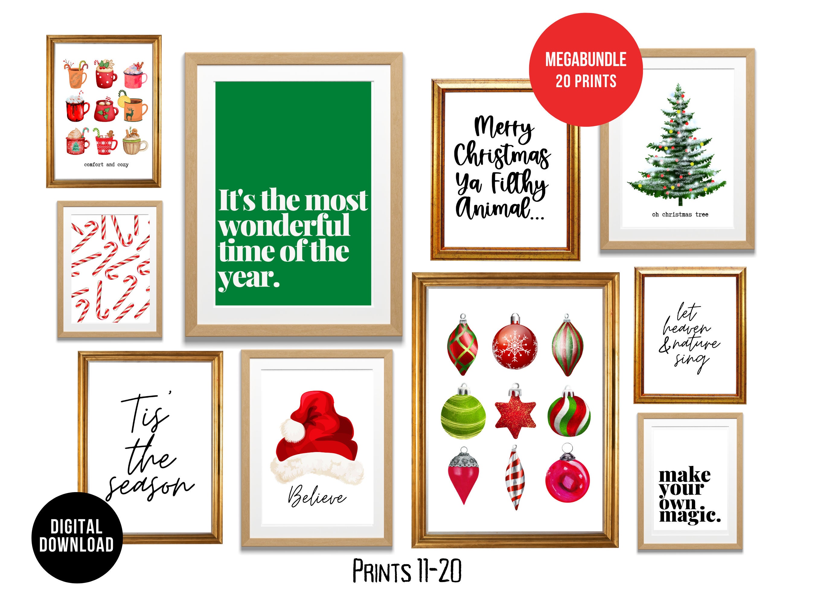 Christmas Wall Art Mega Bundle Set of 20, Modern Christmas Gallery Wall ...