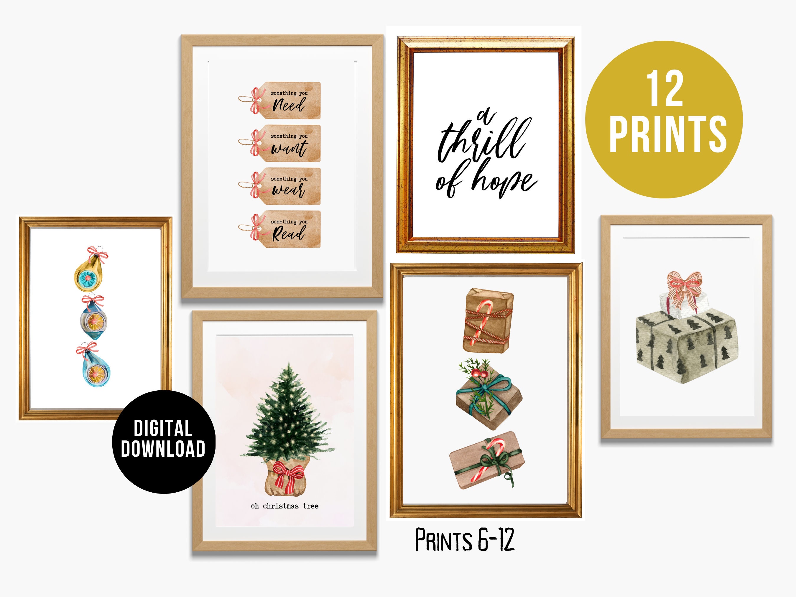 Christmas Wall Art Set of 12, Christmas Printables, Boho Christmas ...