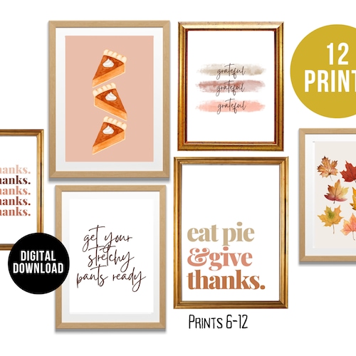 Thanksgiving Wall Art Set of 12 Modern Thanksgiving Wall Art - Etsy