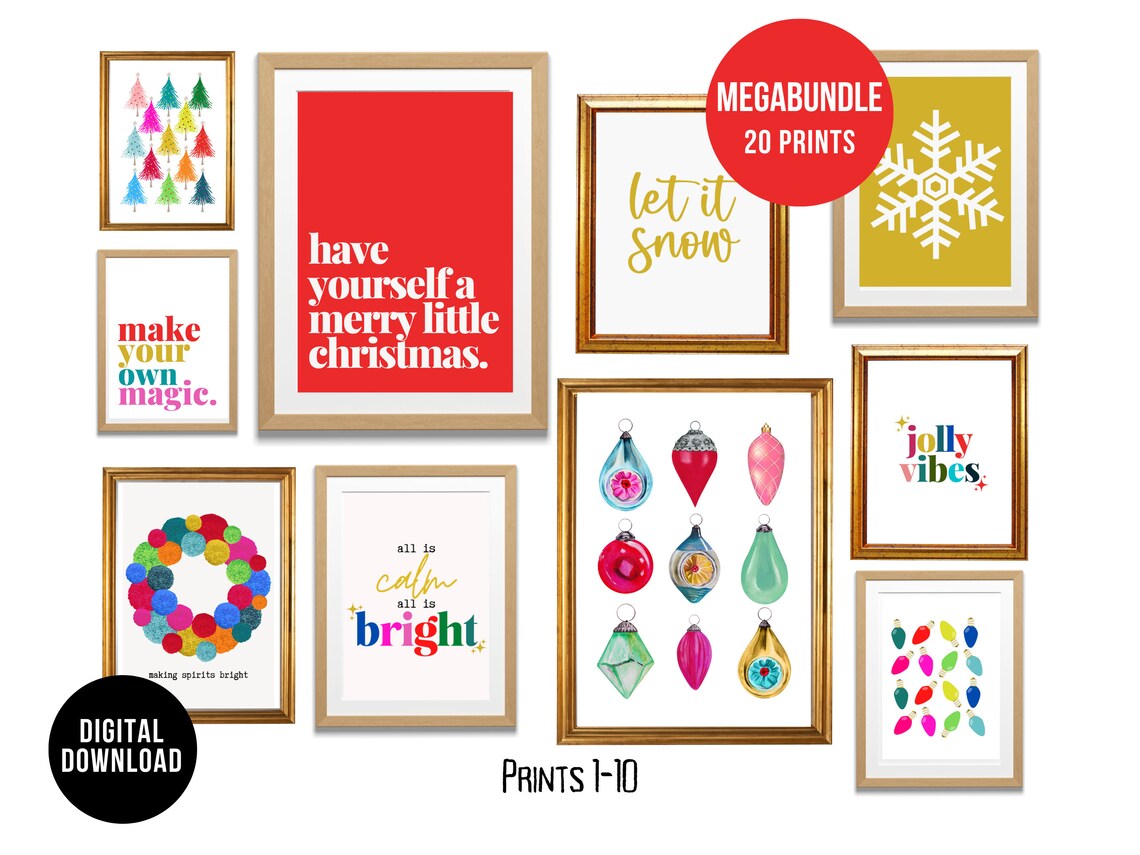Christmas Wall Art Mega Bundle Set of 20, Modern Christmas Gallery Wall ...