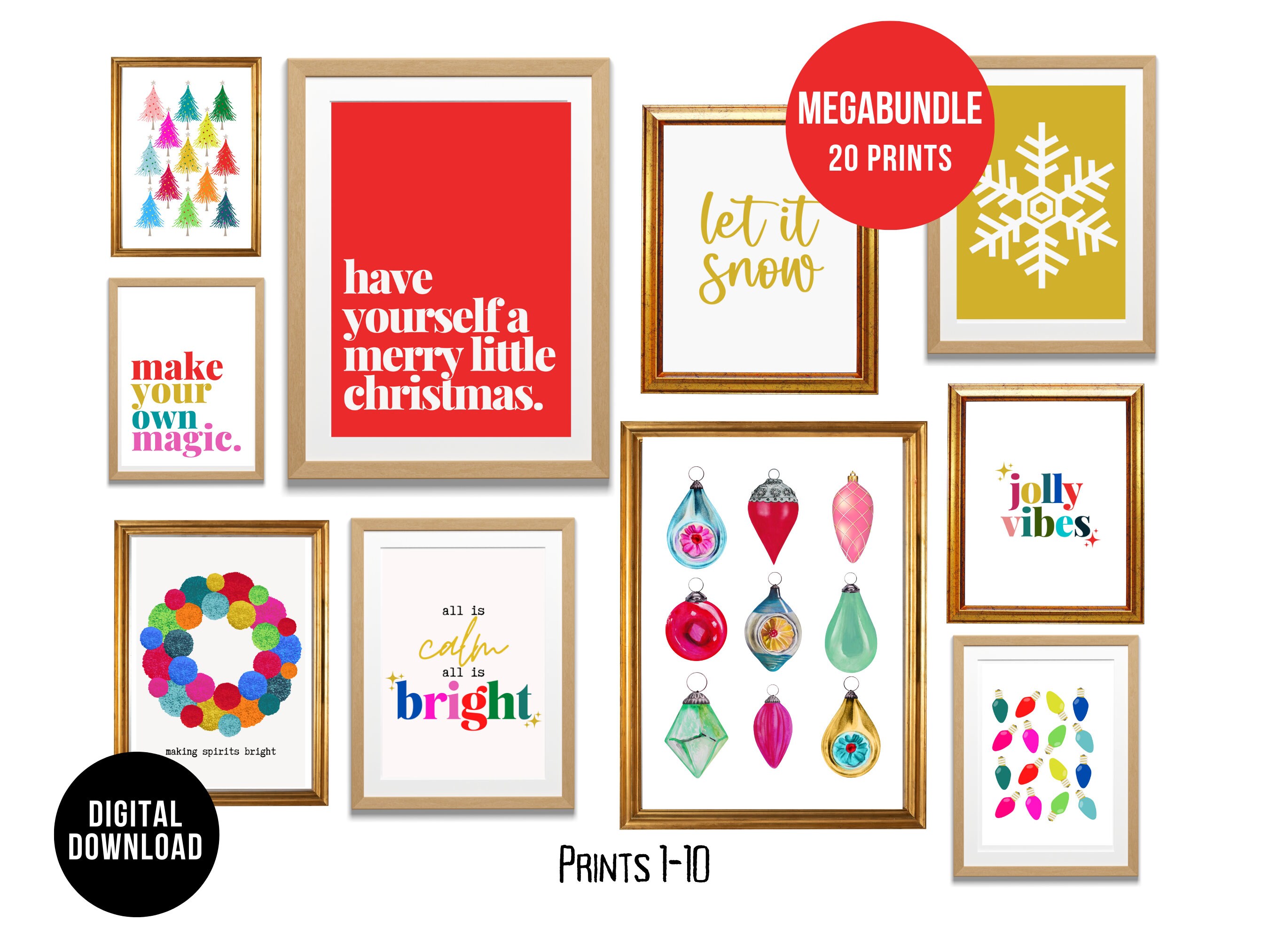 Christmas Wall Art Mega Bundle Set of 20, Modern Christmas Gallery Wall ...