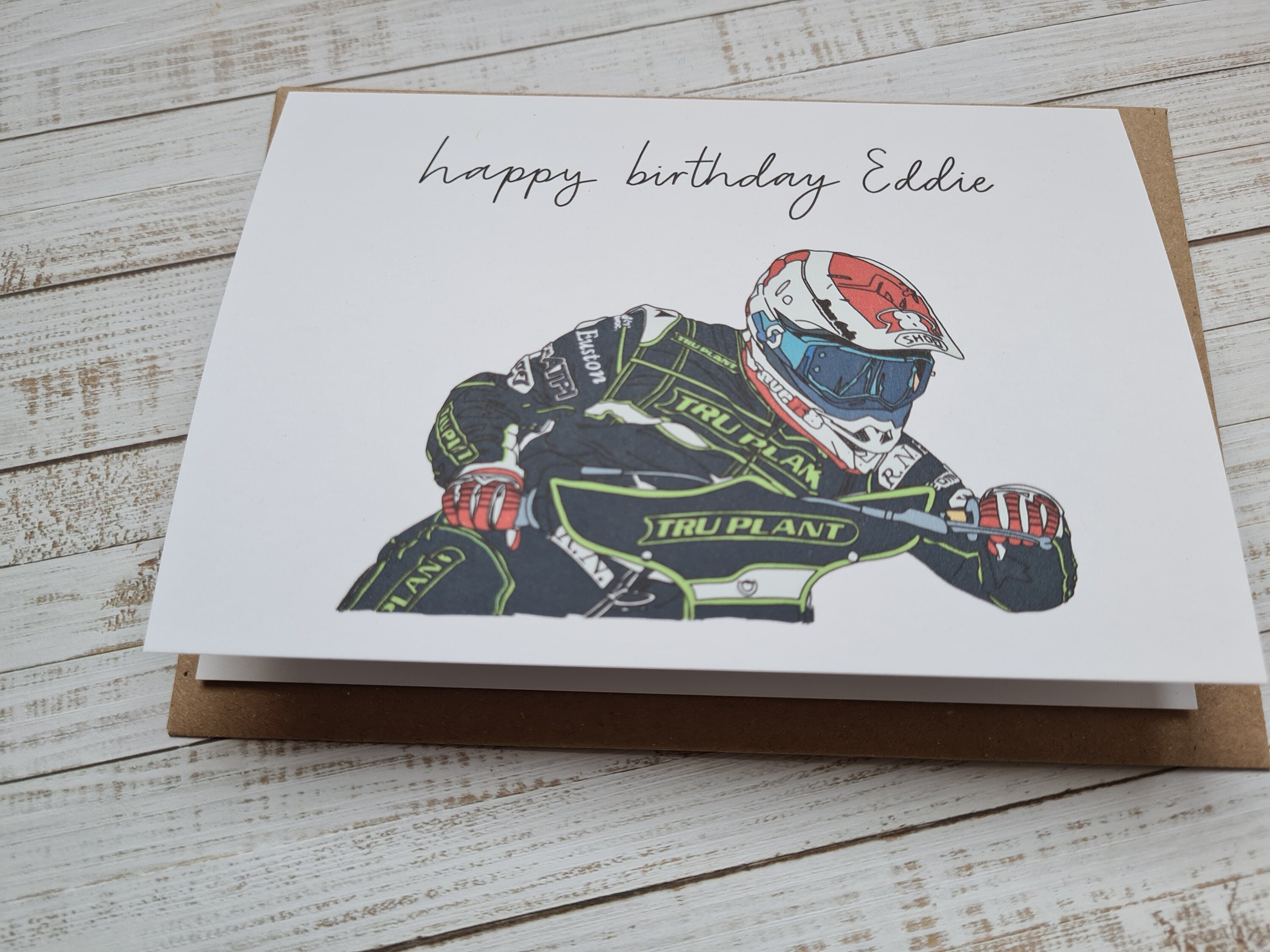Happy Birthday, Personalised, Speedway Bike, Birthday Card - Etsy UK